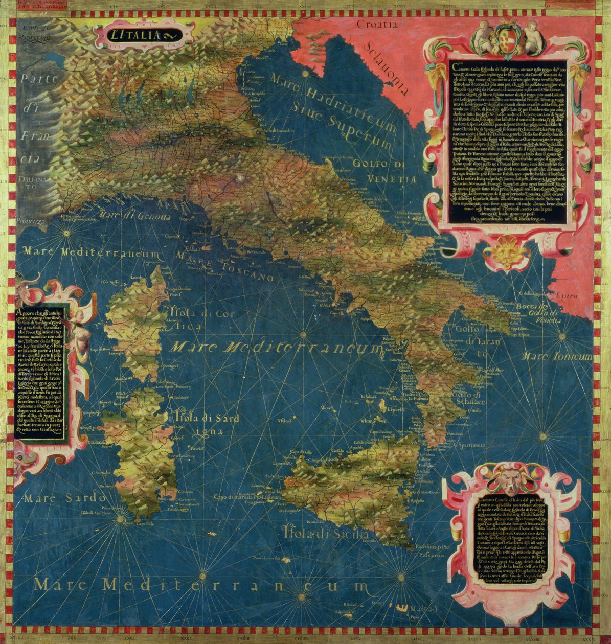 Map of Sixteenth Century Italy, from the 'Sala delle Carte Geografiche ...