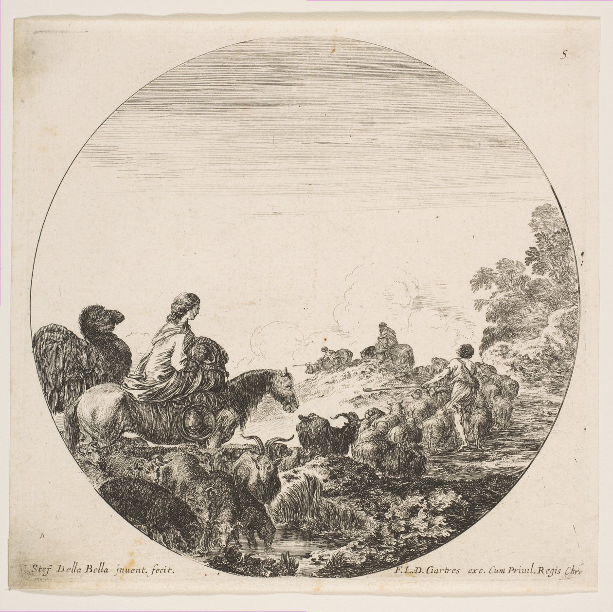 Plate 5: A Woman Carrying a Child on a Horse at Left, a Camel Following ...