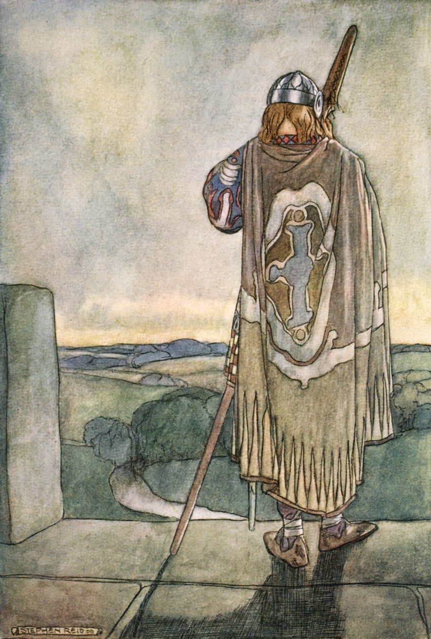 Finn heard far off the first notes of the fairy harp, c1910