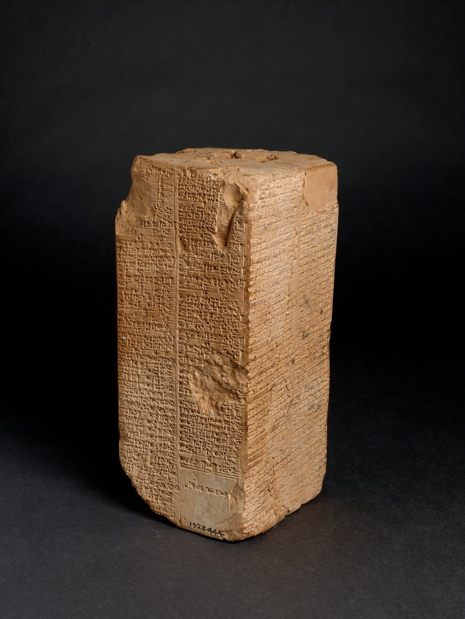Baked Clay Prism ('Weld-Blundell Prism') with the Sumerian King List ...
