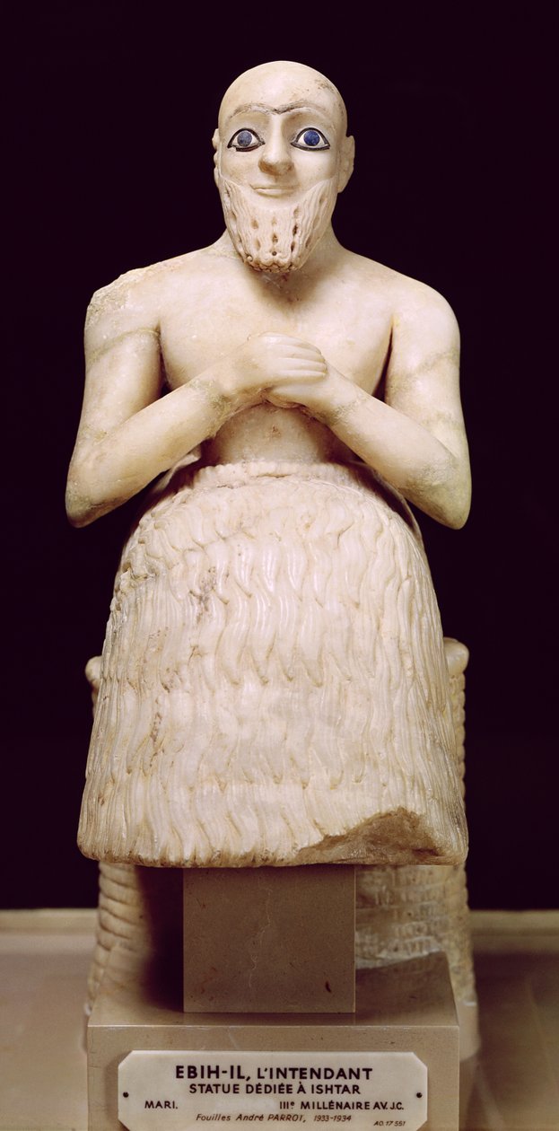 Statue of the official Ebih-Il, from the Temple of Ishtar at Mari, Iraq ...