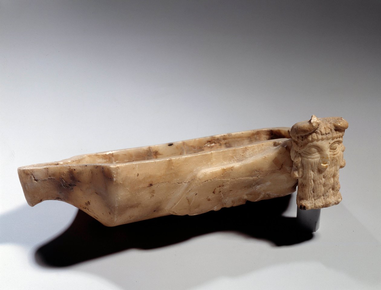 Art of Mesopotamia: Lamp decorated with an androcephal bull (in ...