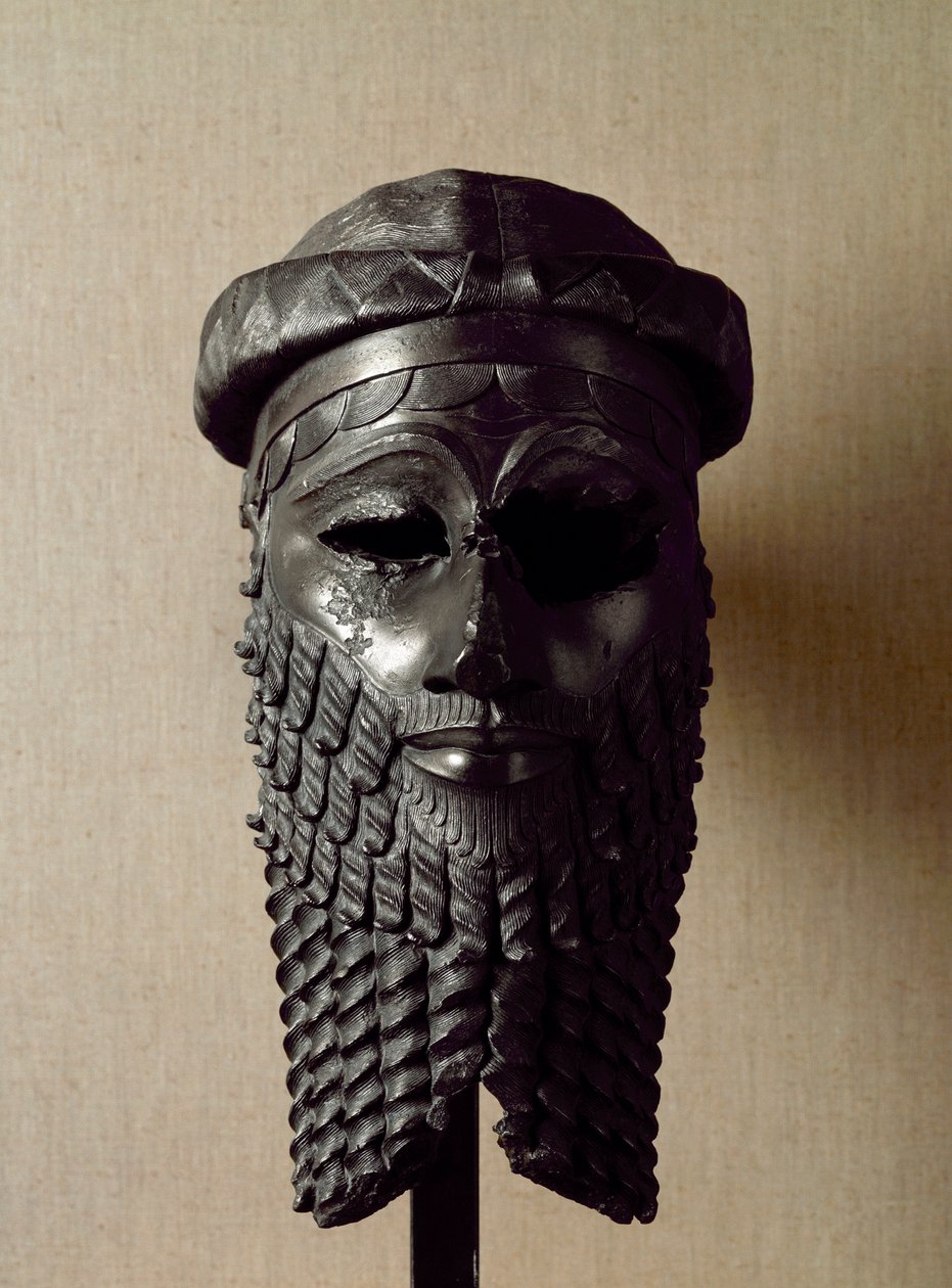 Sumerian art: head of king, perhaps Naram-Sin. Bronze sculpture. About ...