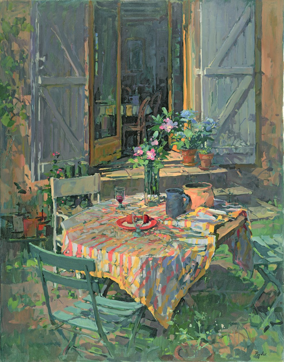 Courtyard and Blue Doors by Susan Ryder: Fine art print