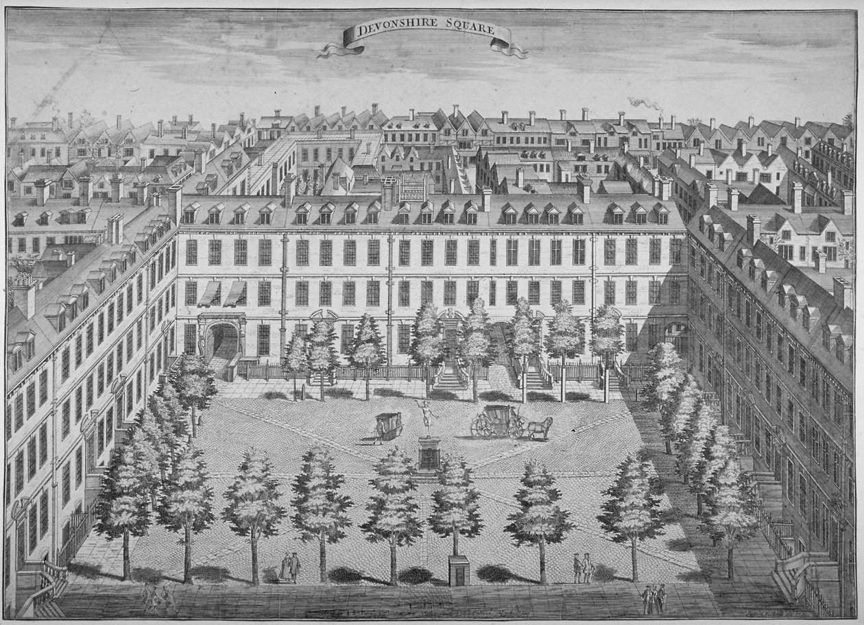 Bird's-eye view of Devonshire Square, City of London, 1740