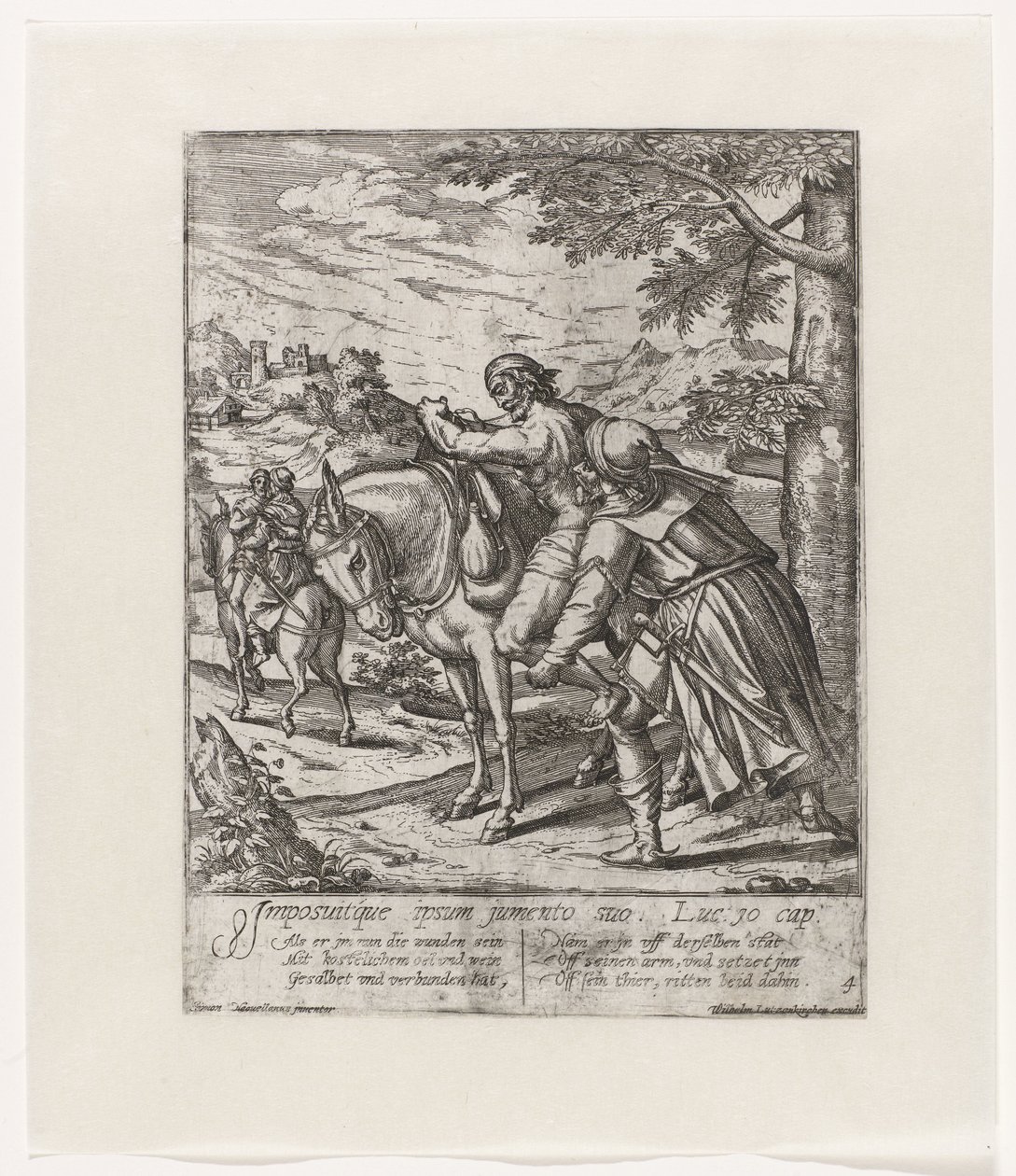The Good Samaritan Helps the Wounded Man onto His Donkey, Parable of ...