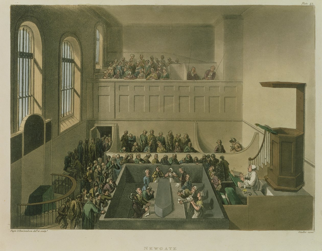 Newgate Chapel, engraved by Joseph Constantine Stadler, published by R ...