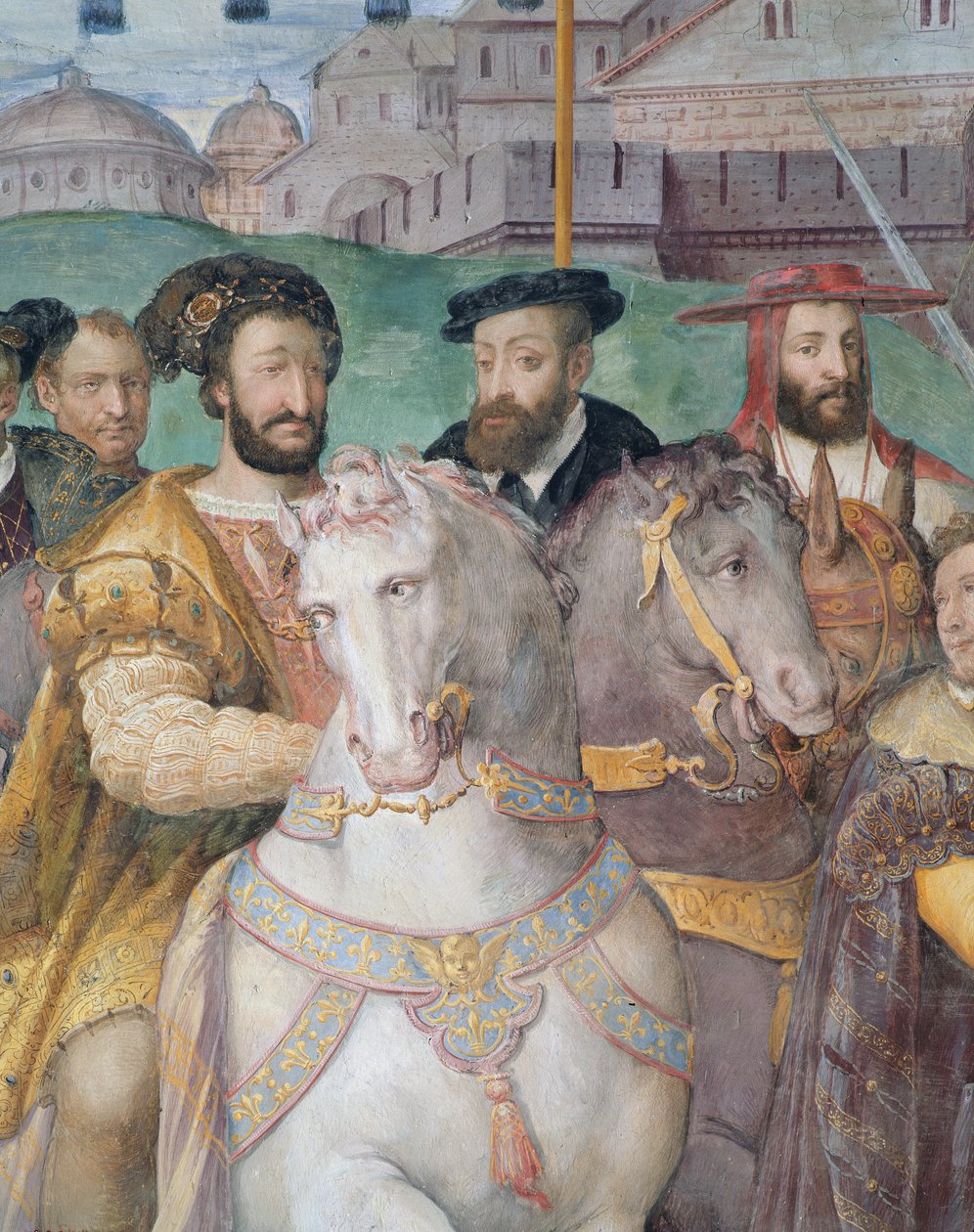 (detail) The Solemn Entrance of Emperor Charles V, Francis I and ...