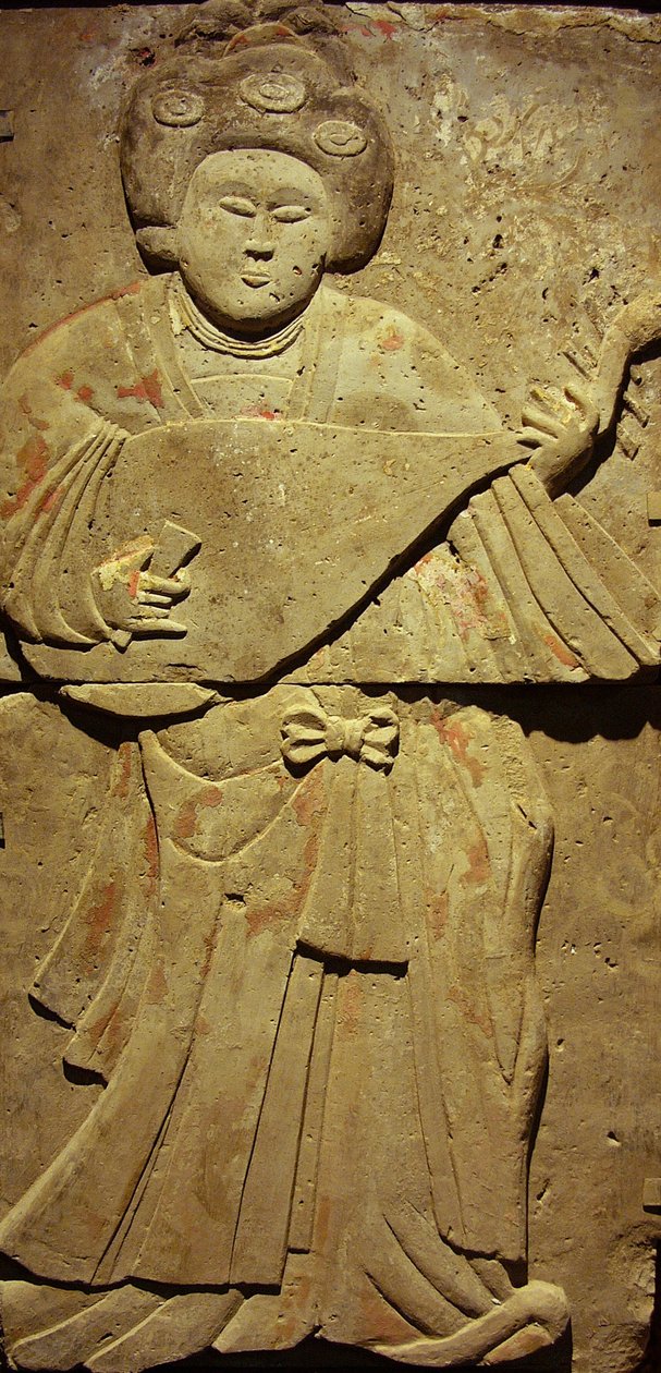 Terracotta stele with musician, Tang Dynasty (618-907), discovered in ...