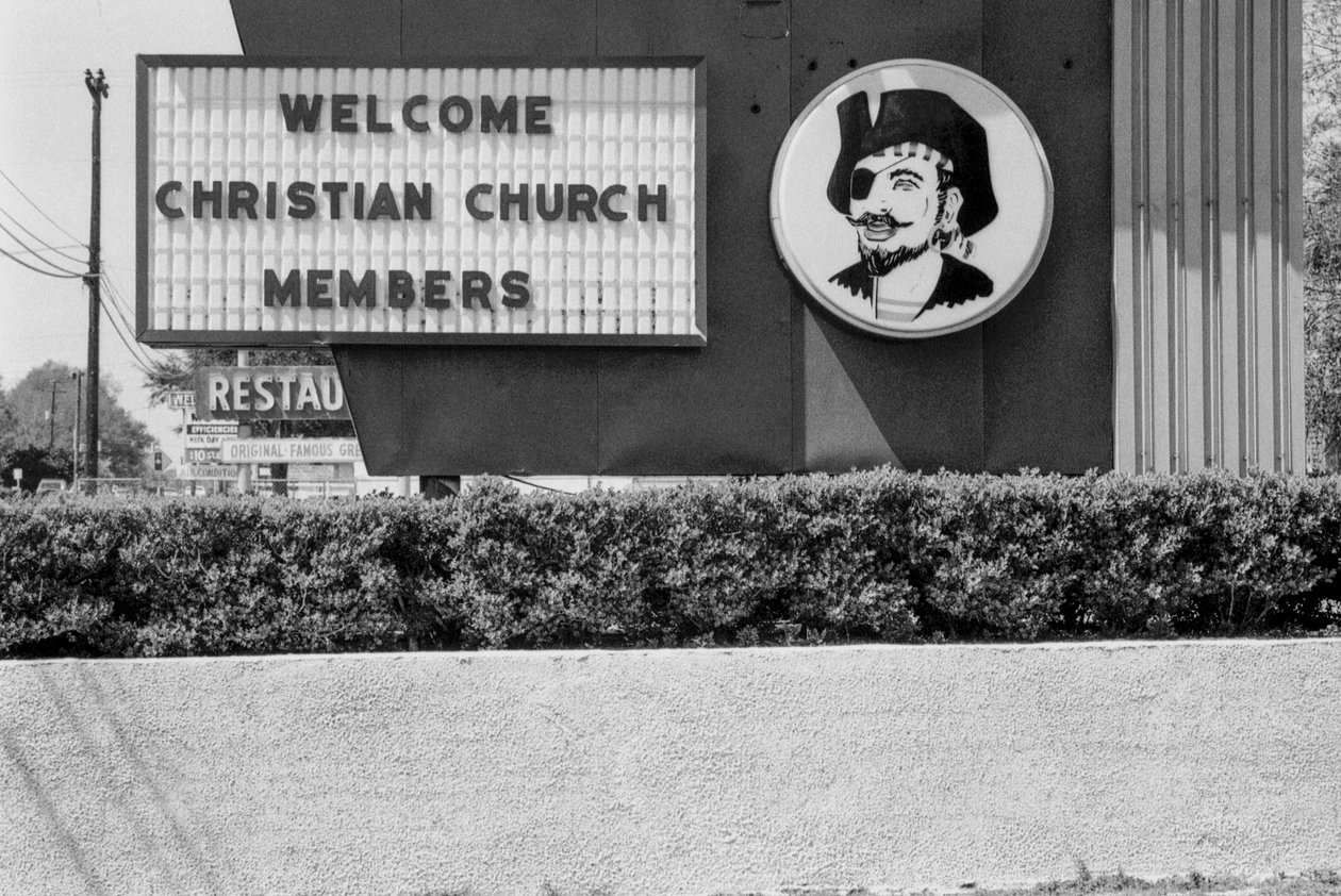 Ironic Sign Welcoming Christians with a Pirate Face, Virginia