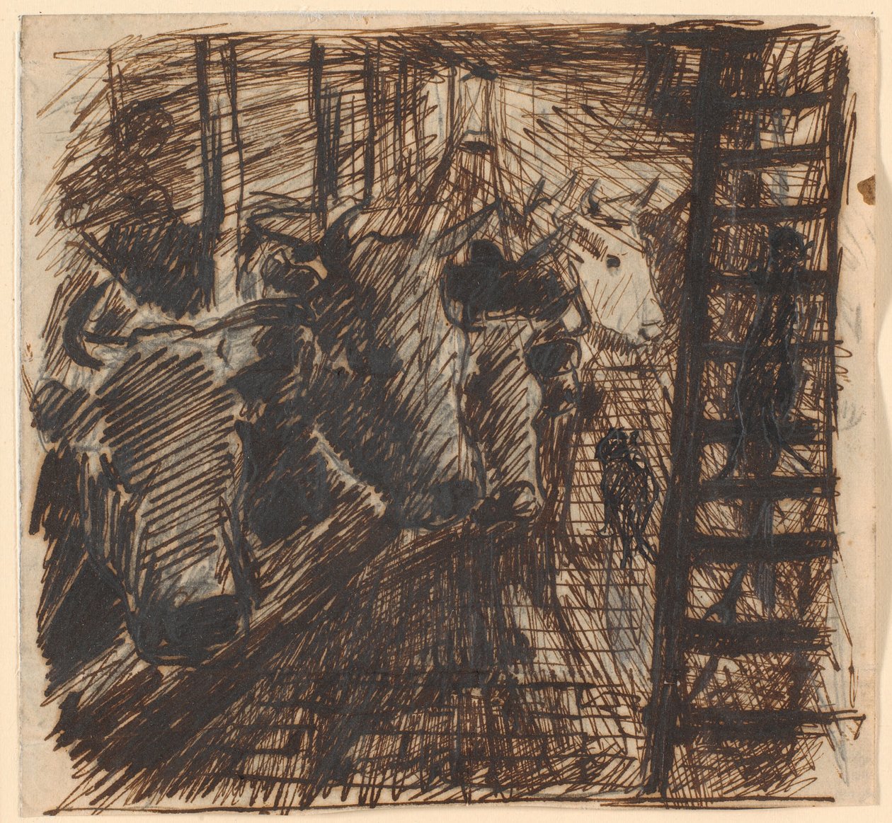 Evening in the Cow Barn by Theodor Philipsen