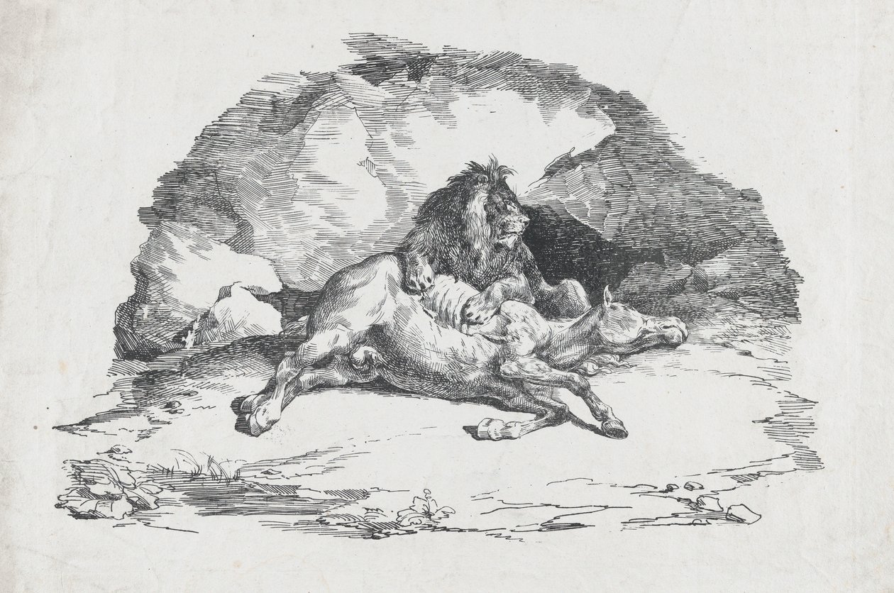 Lion Devouring a Horse by Theodore Gericault