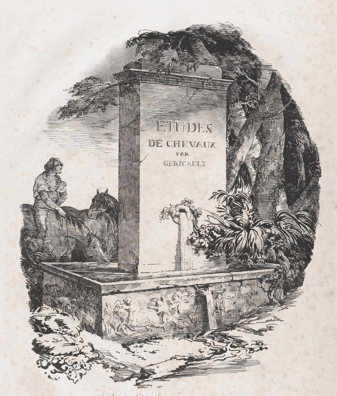 Watering Trough, Title Page of Studies of Horses Etudes de Chevaux