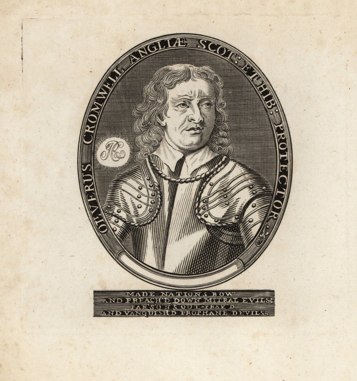 Oval portrait of Oliver Cromwell, Lord Protector