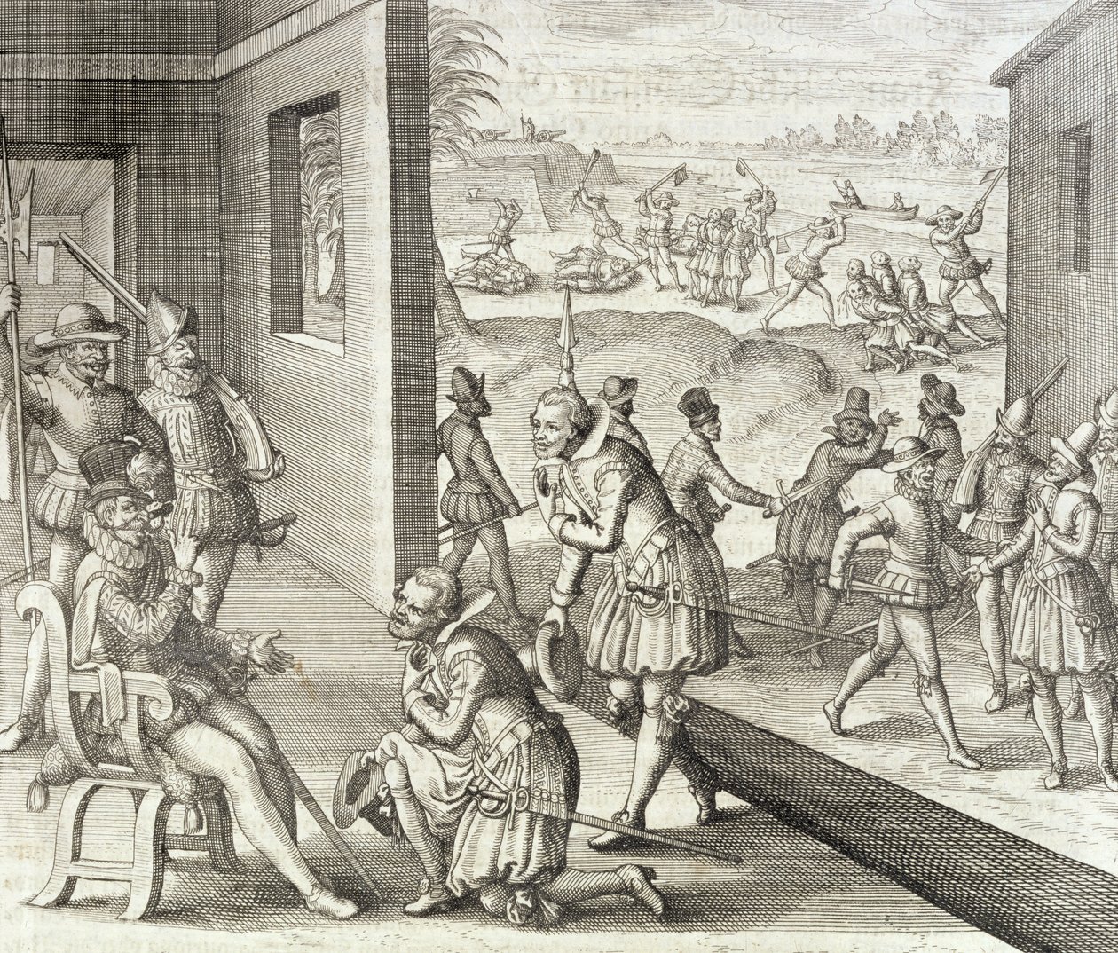 The Spanish Capture Fort Caroline, 1565 by Theodore de Bry