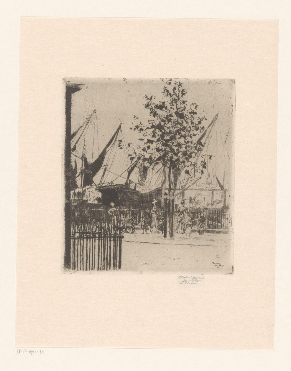 Street Scene with Figures by a Harbor