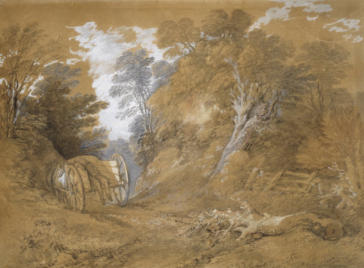 Wooded Landscape with a Peasant Boy Asleep in a Cart