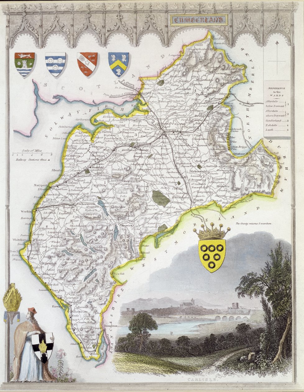 Map of Cumberland, from 'Moule's English Counties'