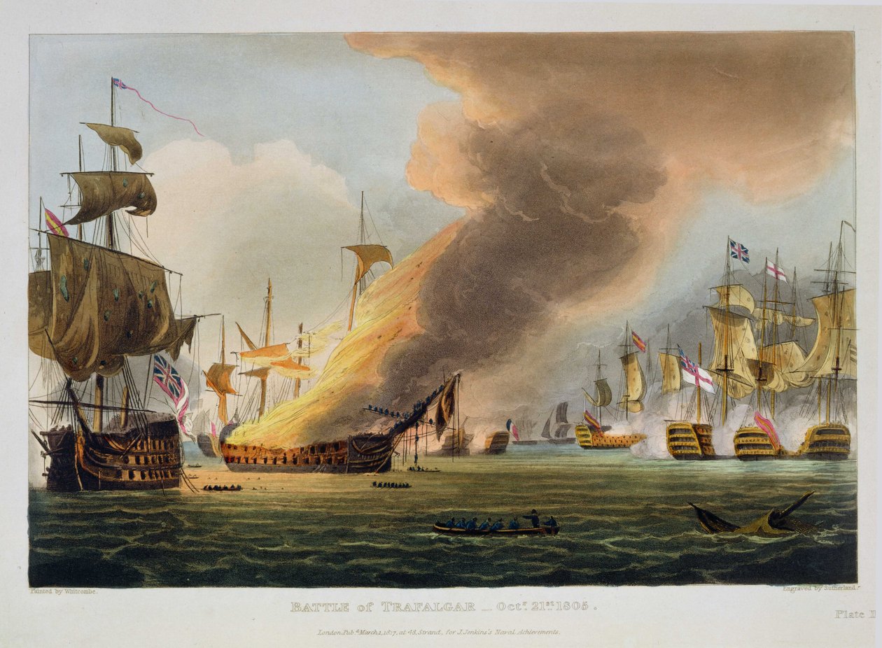 The Battle of Trafalgar, October 21st 1805, engraved by Thomas ...
