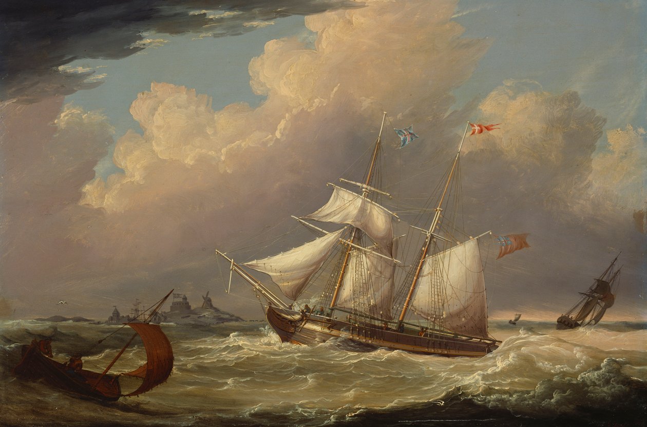 The English Brig 'The Guide' entering the River Elbe in Germany