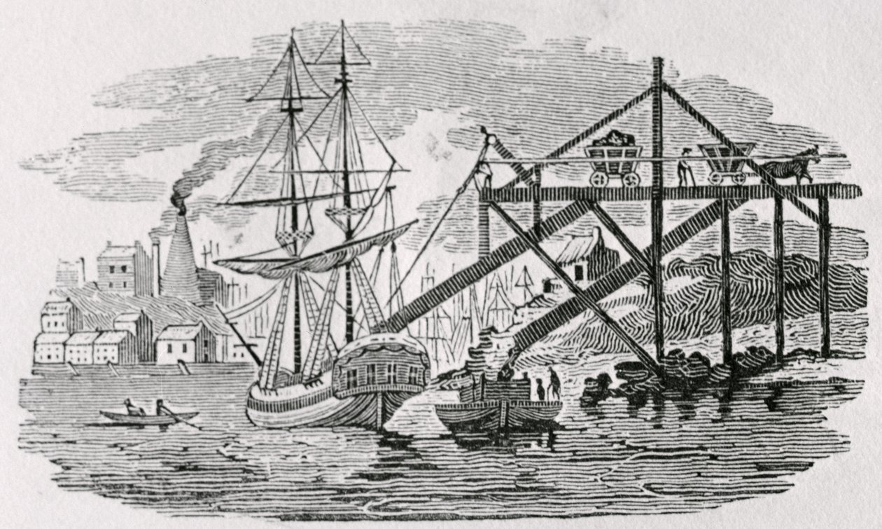 Loading Coal on Cargo Ships from 'History of British Birds and Quadrupeds'