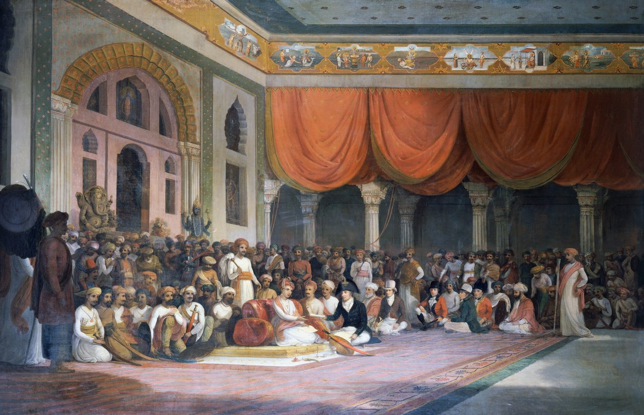 Charles Warre Malet concluding treaty with Peshwa of Maratha Empire in ...