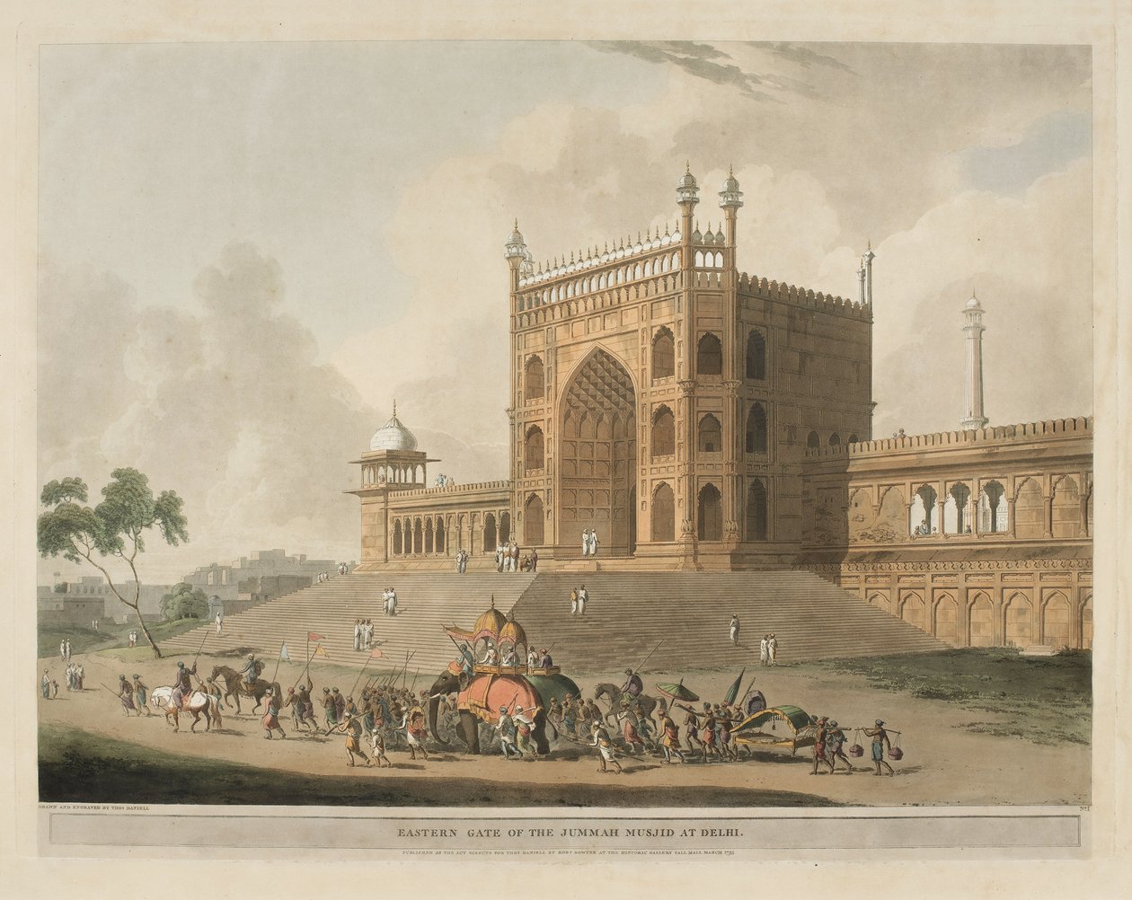 Eastern Gate of the Jummah Musjid at Delhi by Thomas Daniell