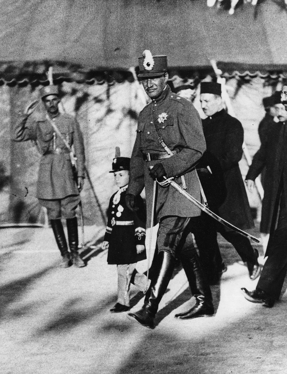 Shah Pahlavi of Persia with his son the Crown Prince, April, 1926