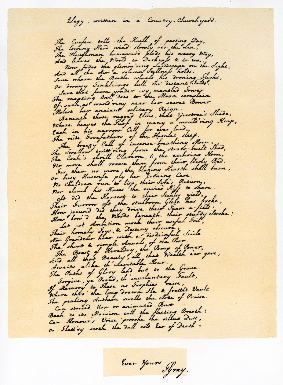 Elegy, Written in a Country Churchyard by Thomas Gray