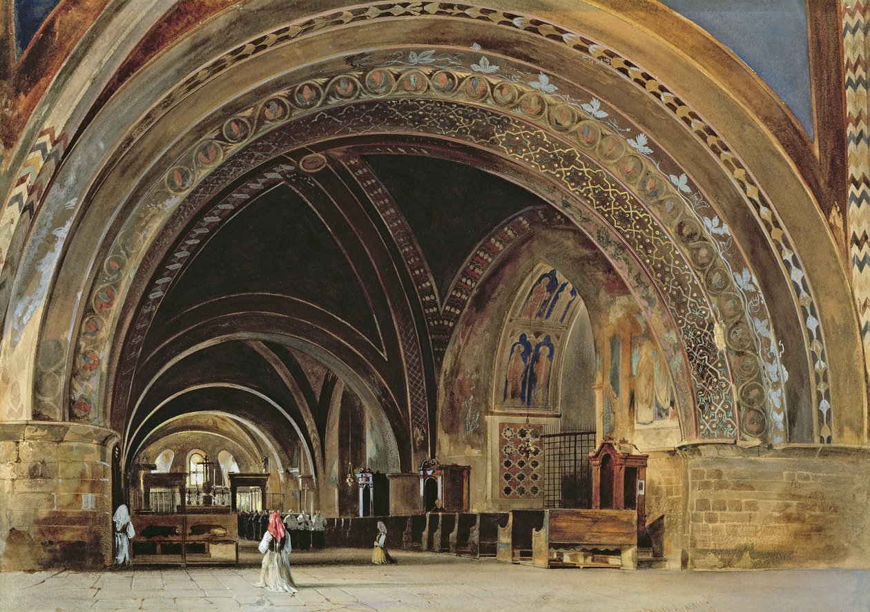 The Interior of the Lower Basilica of St. Francis of Assisi, 1839
