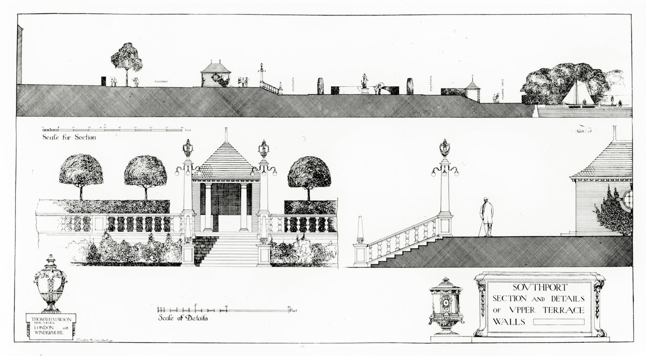 Southport: Section and Details of Upper Terrace and Walls, from Thomas ...