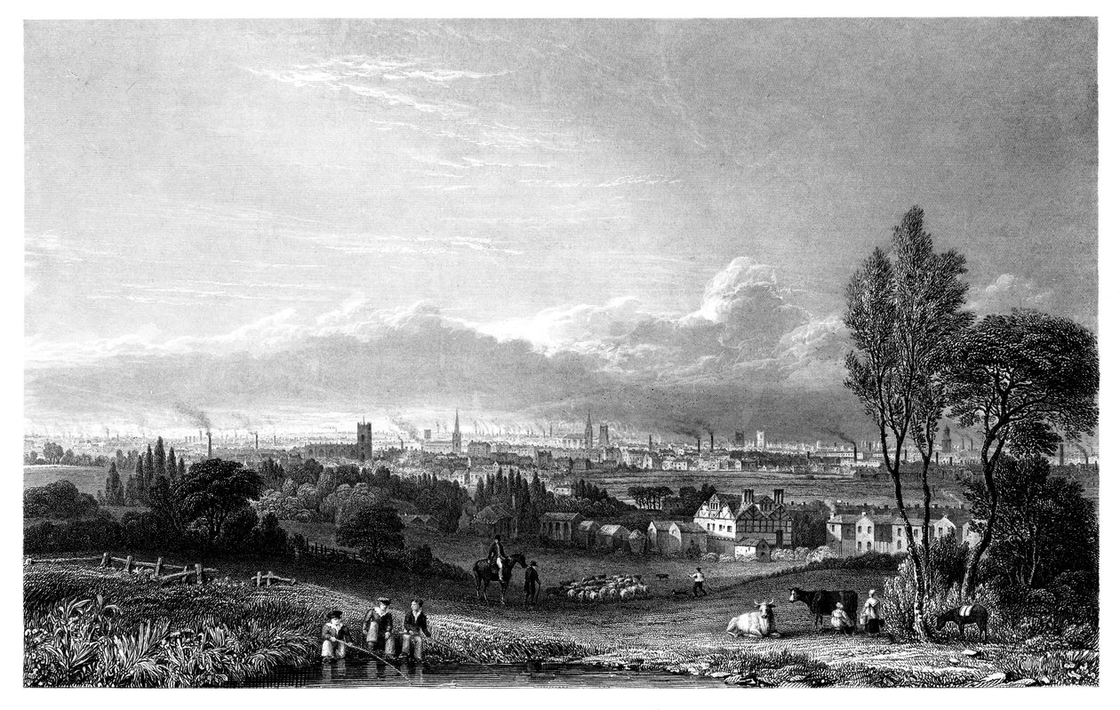 View of Manchester, 1844 by Thomas Higham: Fine art print