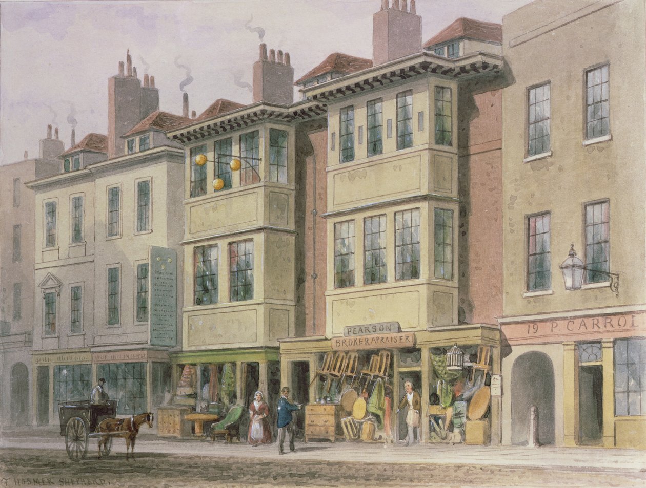 Old Houses on the East Side of Grays Inn Lane, looking North from Holborn