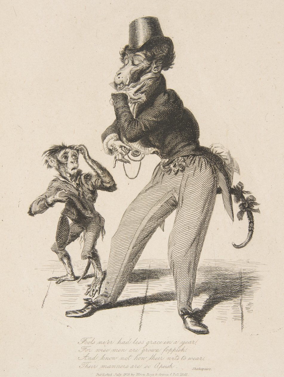 Monkey Dandy, from Monkey-ana, or Men in Miniature, July 1828