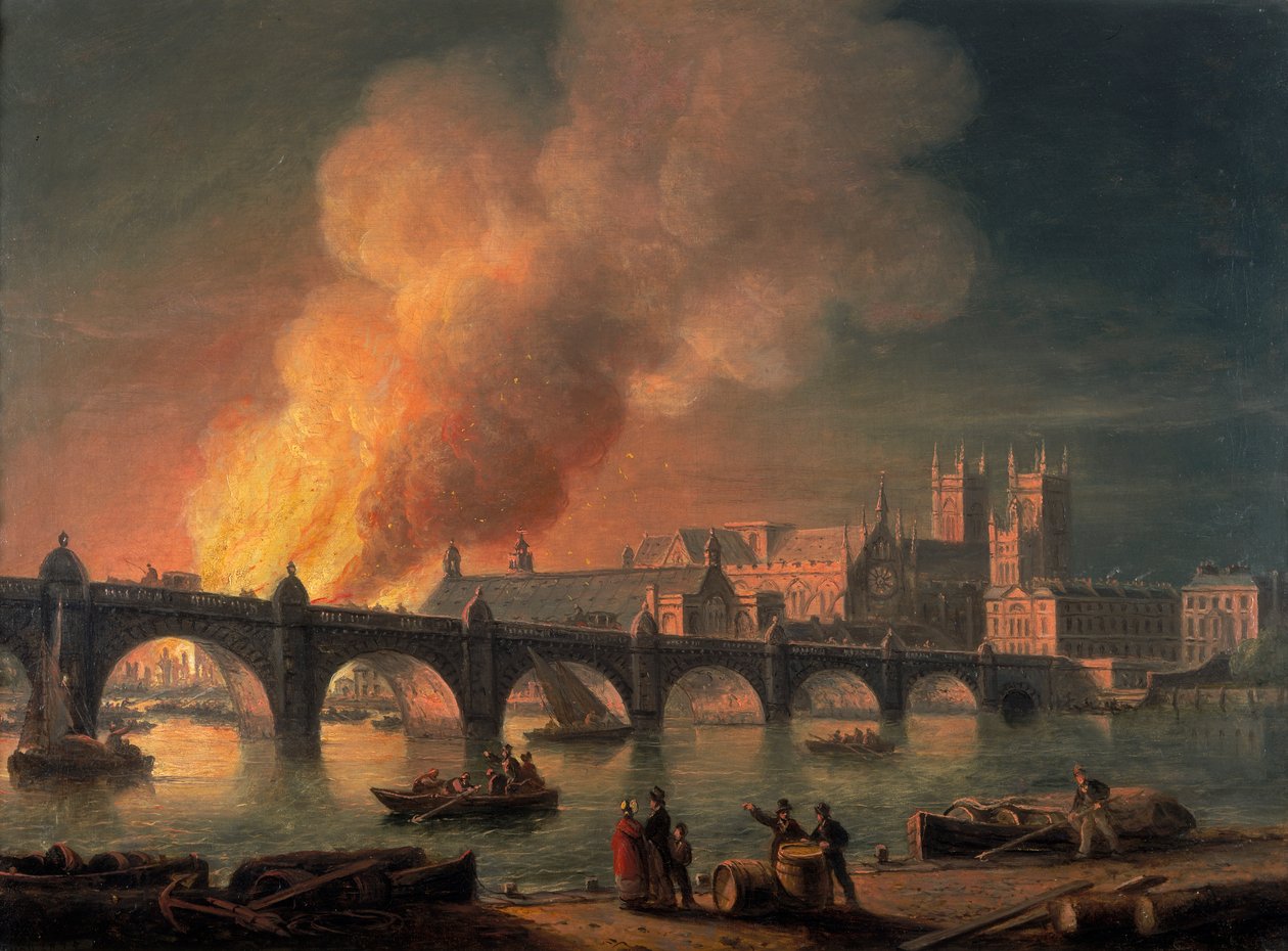 Westminster Bridge and the Burning of the Houses of Parliament from ...