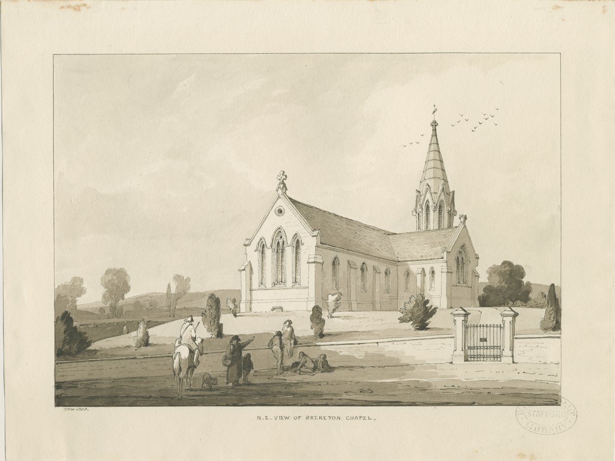 Brereton Chapel: St. Michael's Church, Brereton Wash Drawing