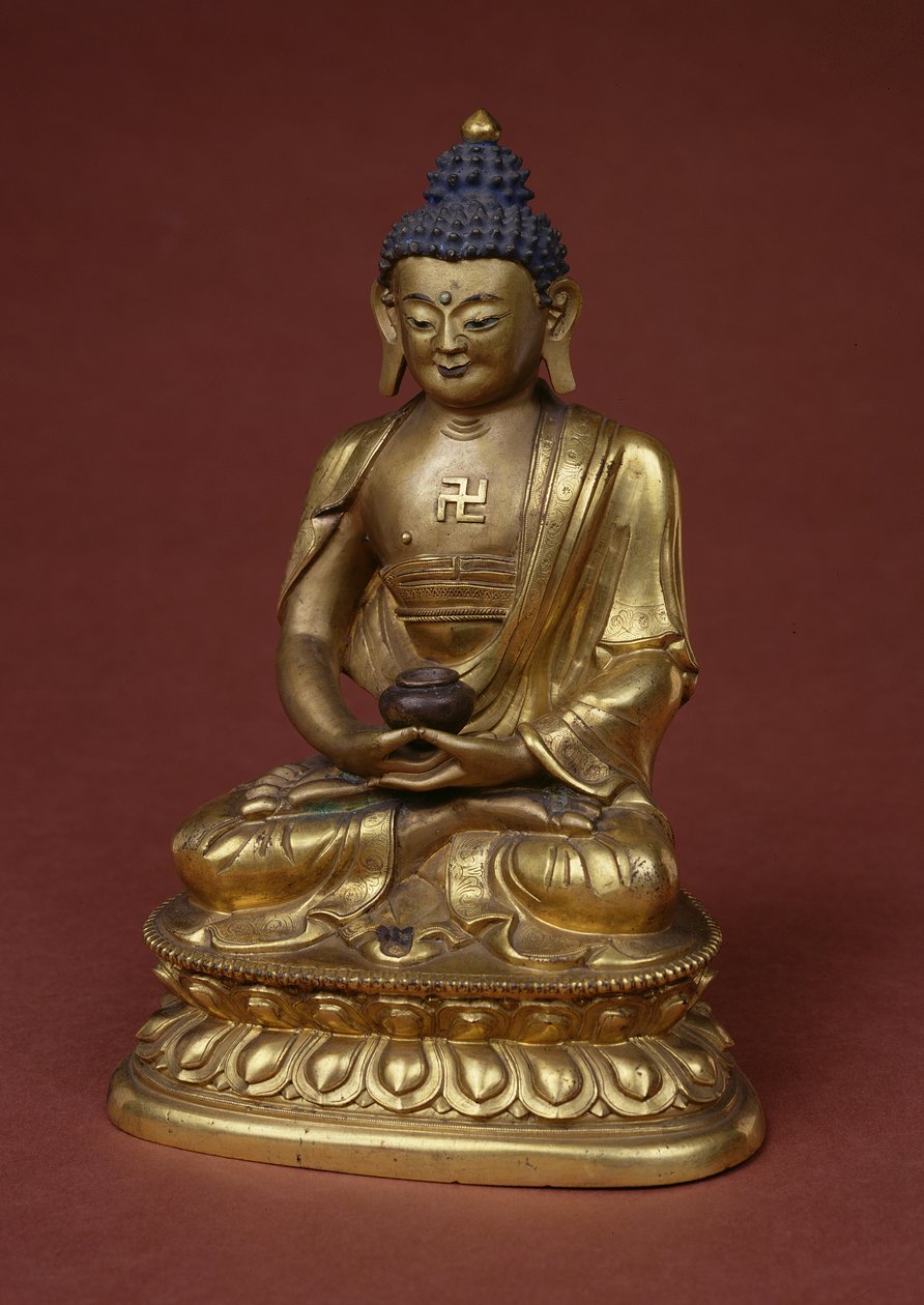 Buddha Amitayus Seated in Meditation Holding the Vase of Nectar (amrta ...