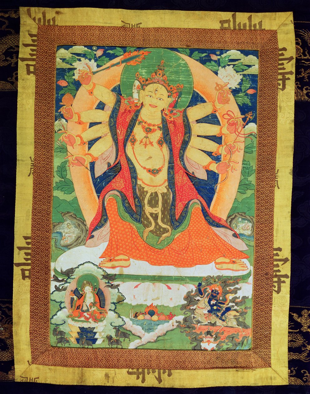 Thangka painting depicting a female Dharmapala, probably Lhamoo-so-sor ...