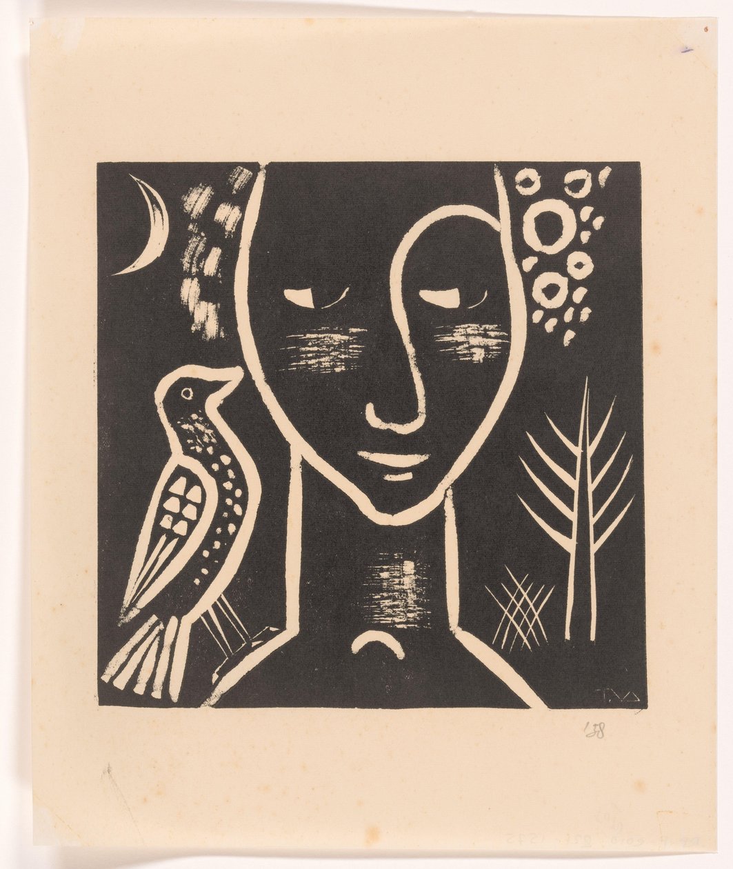 Woman's Head with Dove by Tinus van Doorn (signed by artist)