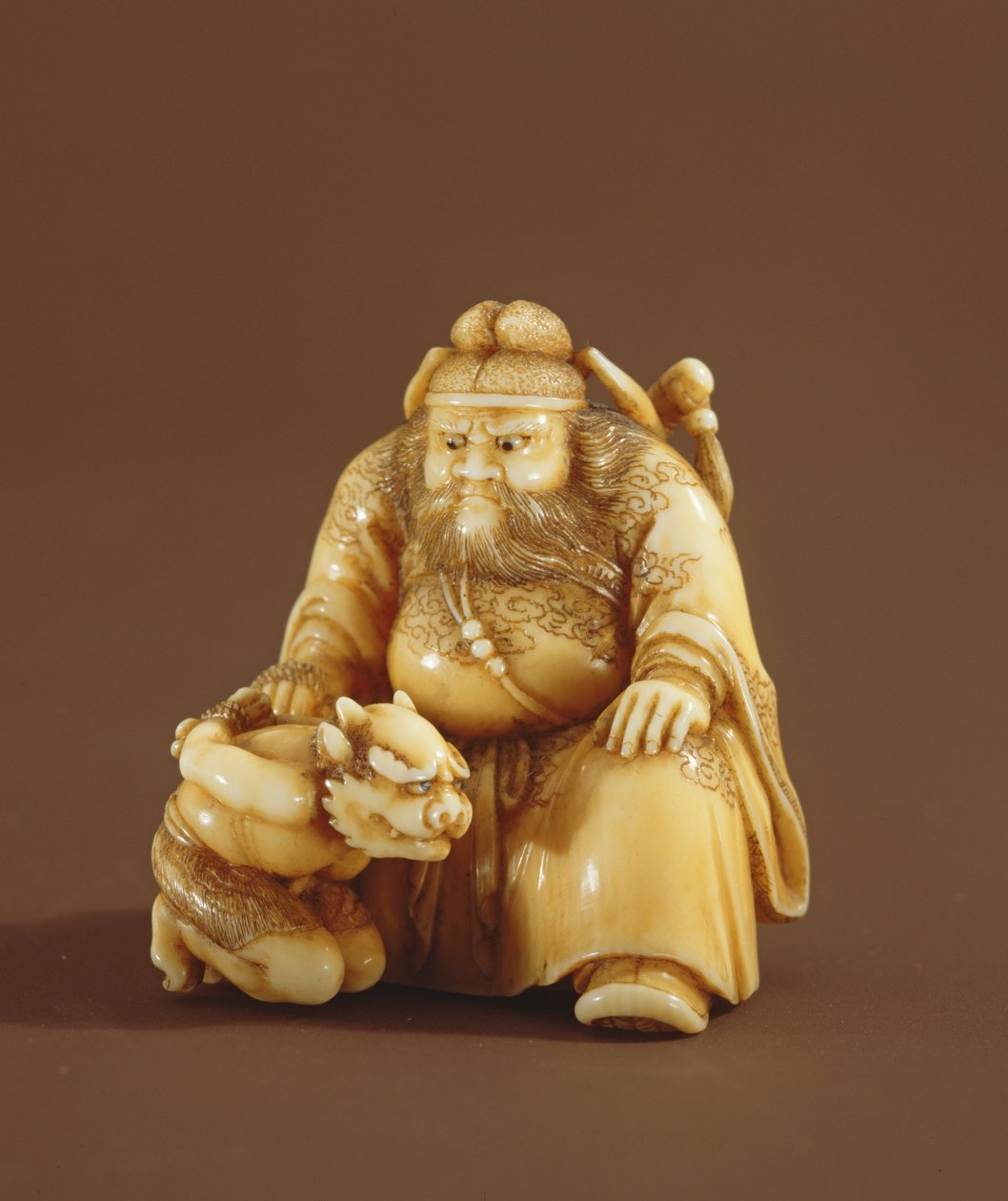 Netsuke in the Form of a Demon Queller and a Small Demon