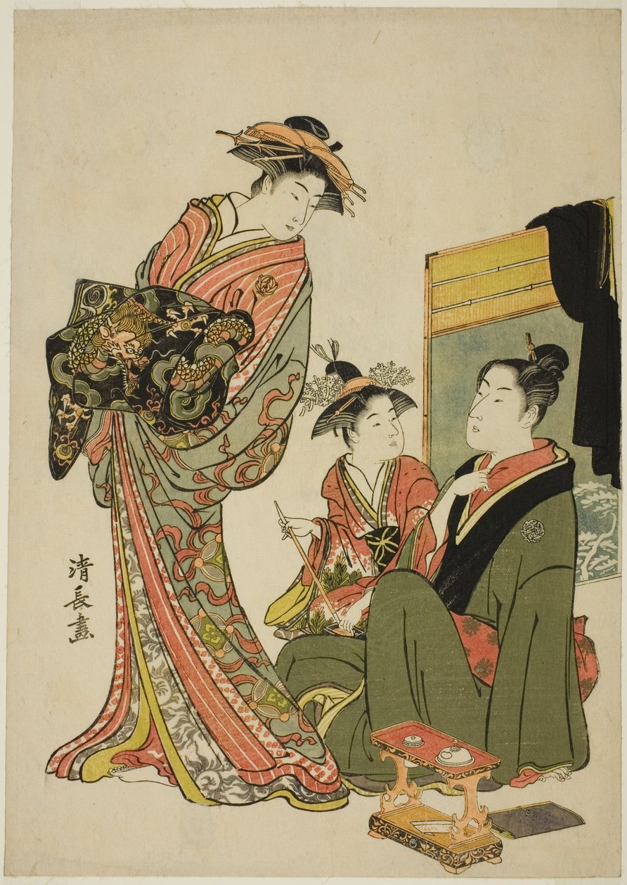The Actor Nakamura Riko with a Courtesan, from an Untitled Series of ...