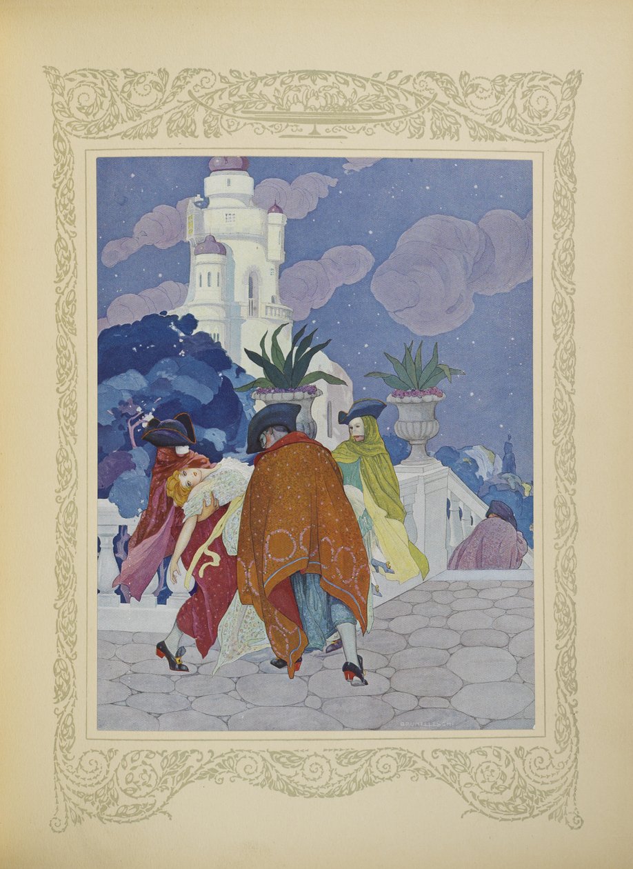 Four masked men carried her to the top of the tower (illustration from ...