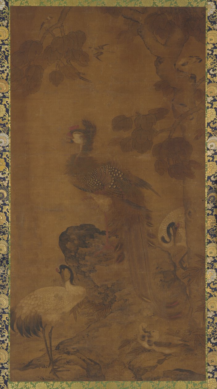 A Phoenix and two cranes under a tree, Ming dynasty, 16th-17th century