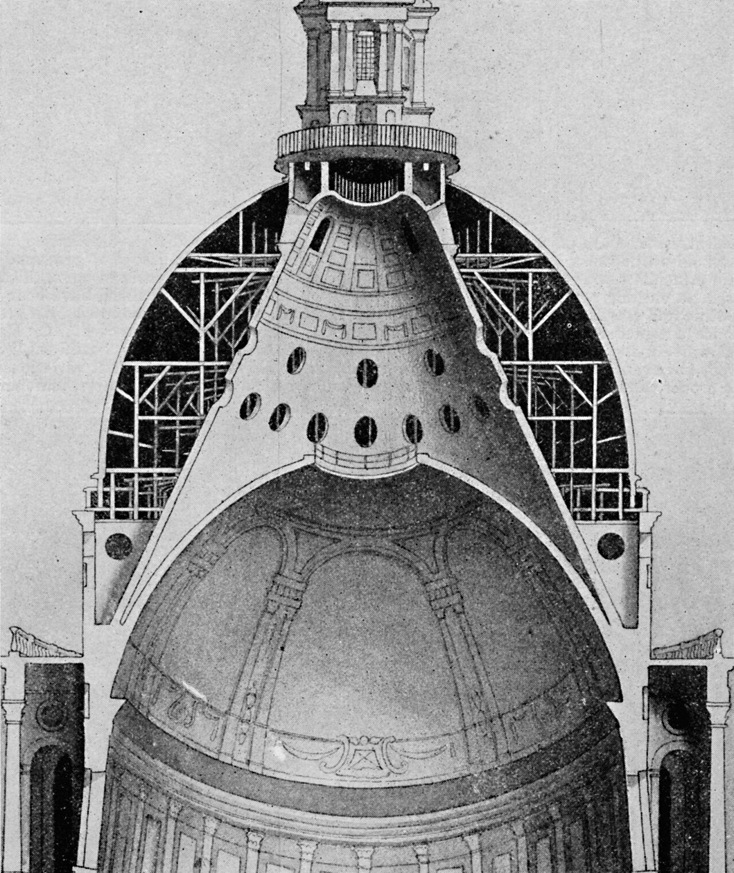 A Sectional Drawing of Sir Christopher Wren's Great Dome
