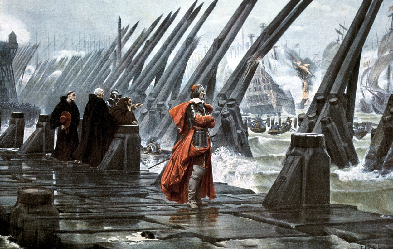 Cardinal Richelieu at the Siege of La Rochelle by Unbekannt