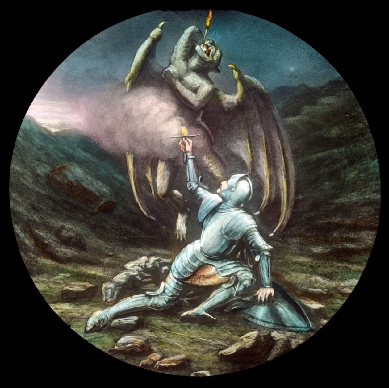 Christian and Apollyon, c1910 by Unbekannt: Fine art print