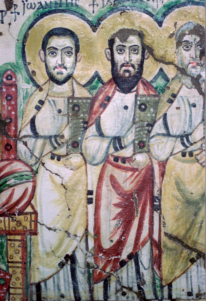 Detail of a coptic wall painting showing two apostles