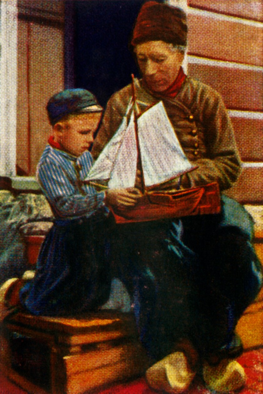 Dutch father and son in traditional dress by Unbekannt