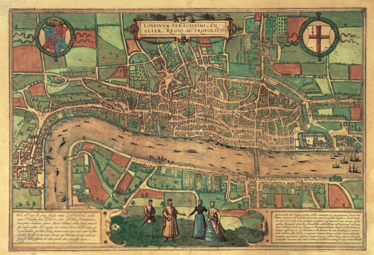 Earliest printed map of London, 1574 by Unbekannt