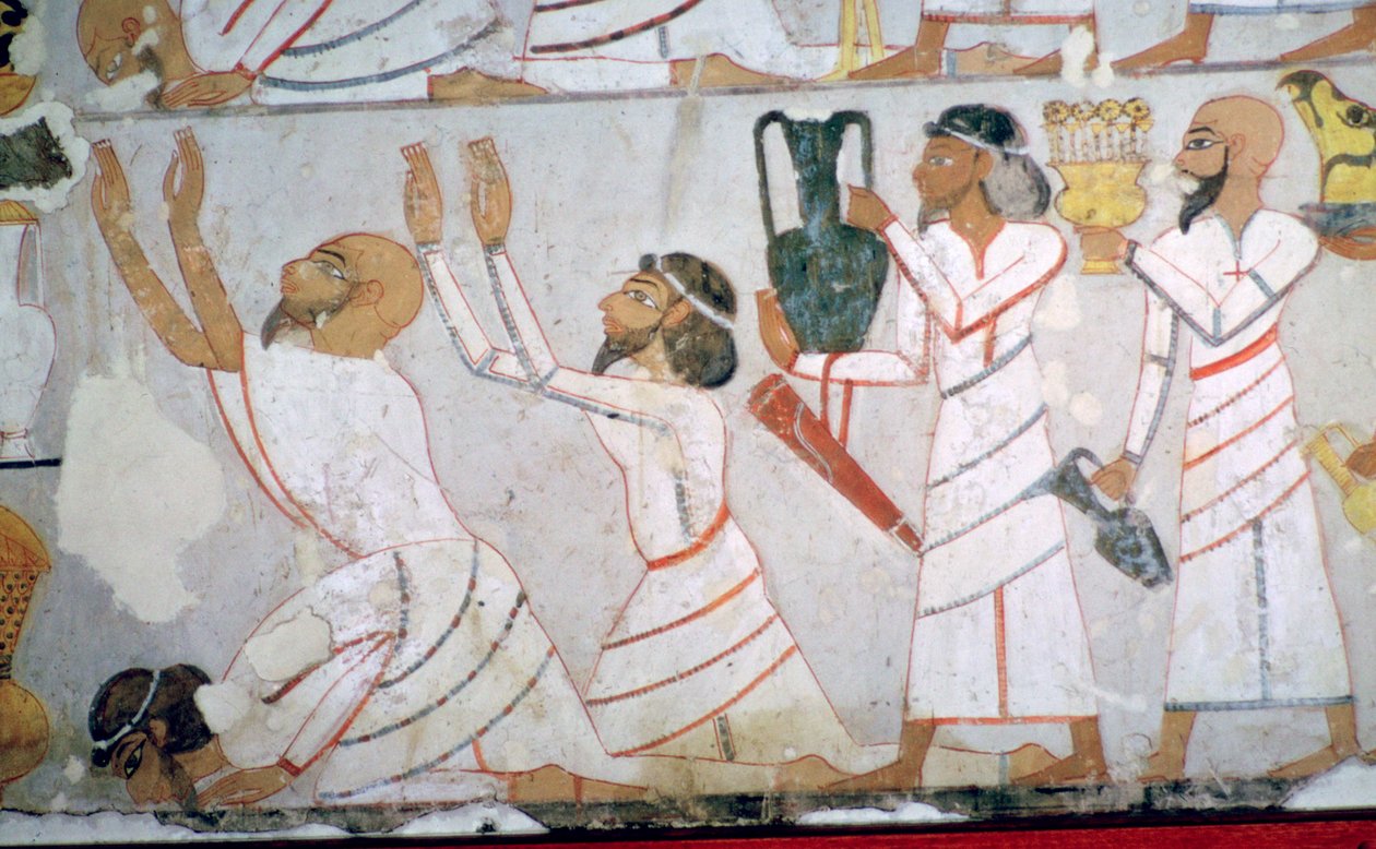 Egyptian wall-painting showing the presentation of tribute by Semitic ...